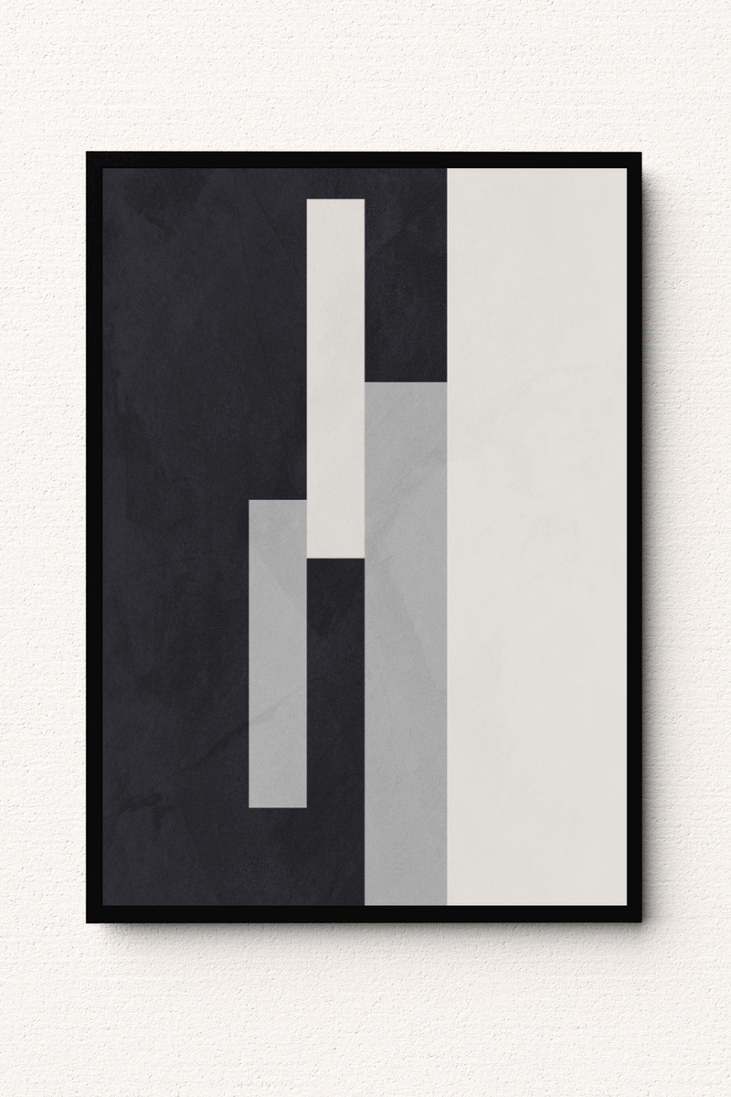 Cityscape Geometry Wall Art - Geometric Black White Grey Design – Homekode