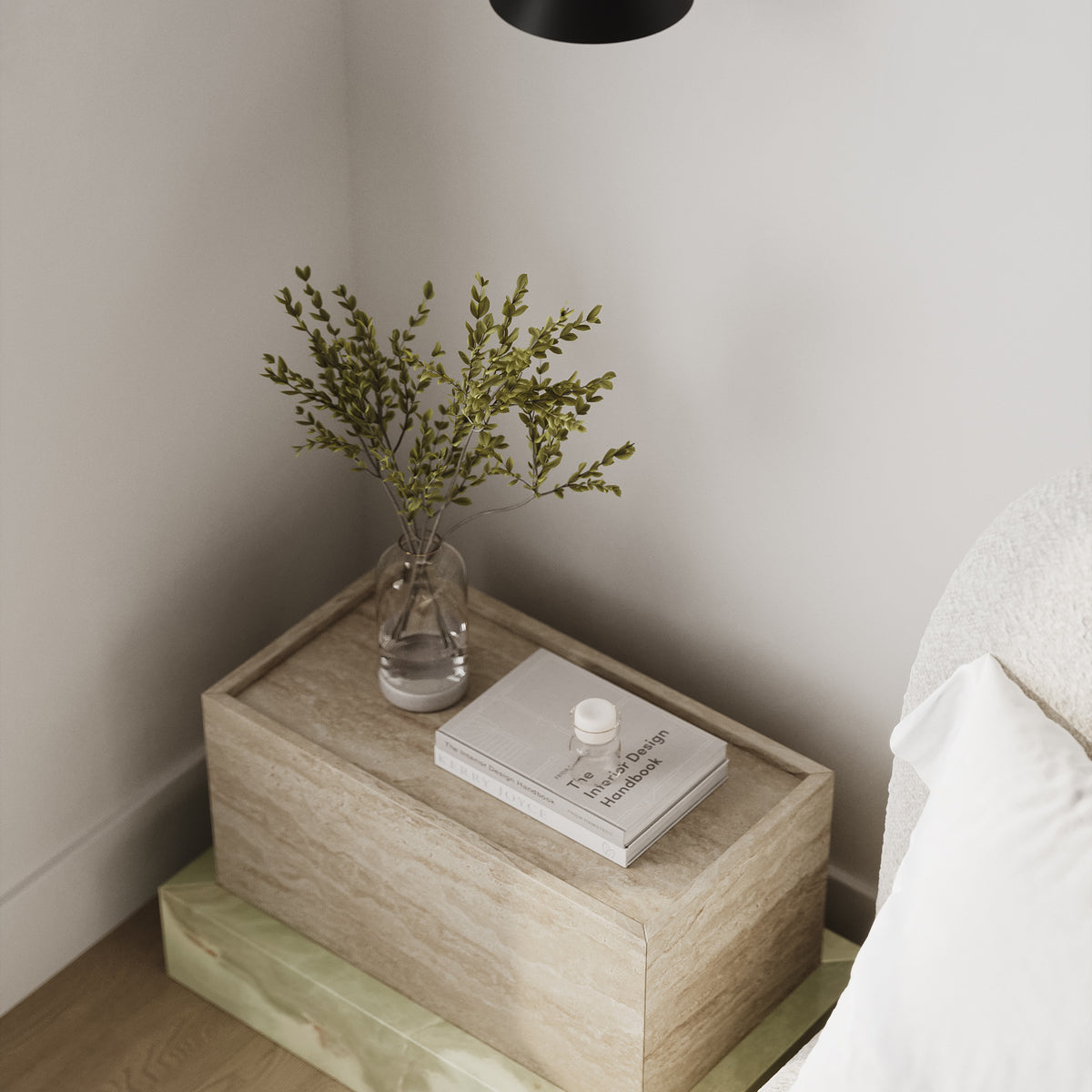 Venturi Two-Tier Travertine and Marble Side Table – Homekode