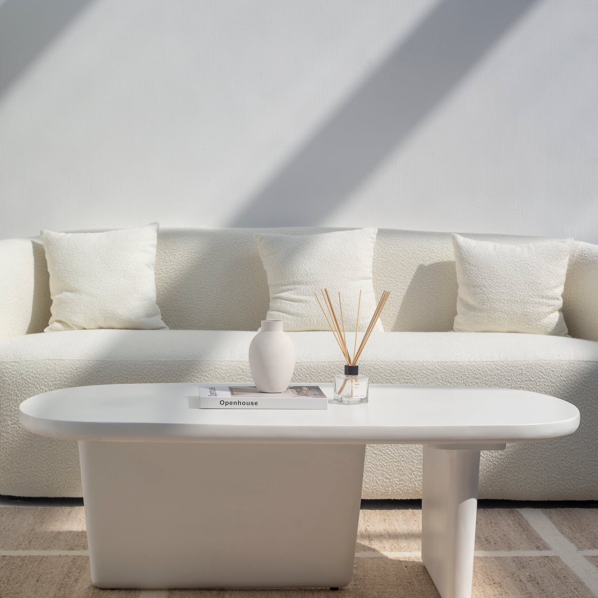 Estela Off White Microconcrete Coffee Table – Sculptural Modern Accent – Homekode