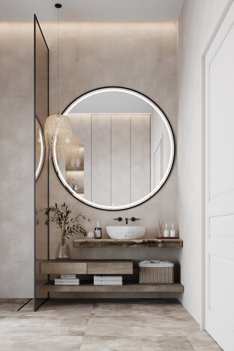 Ekin Black Frame Round Backlit LED Wall Mirror — In 5 Sizes – Homekode
