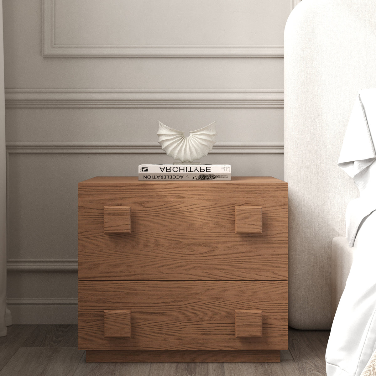 Tessera Lightwood Bedside Cabinet | Modern Wooden 2-Drawer Nightstand ...