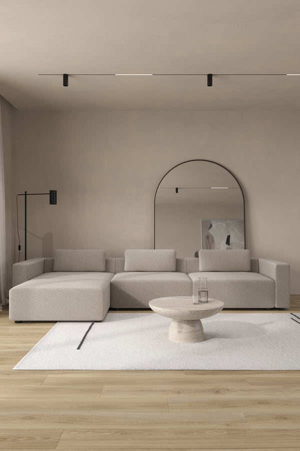 Emersyn Champagne Beige 3 Seater Modular Sofa with Ottoman – Timeless ...