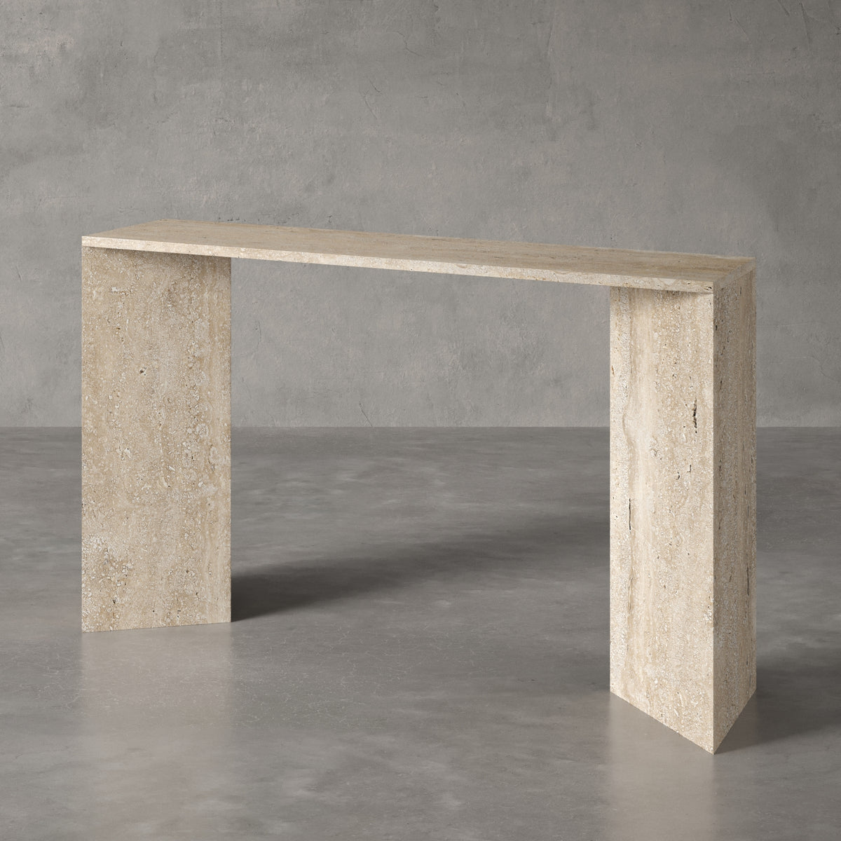 Deniz Travertine Console Table with Minimalist Stone Design Set – Homekode