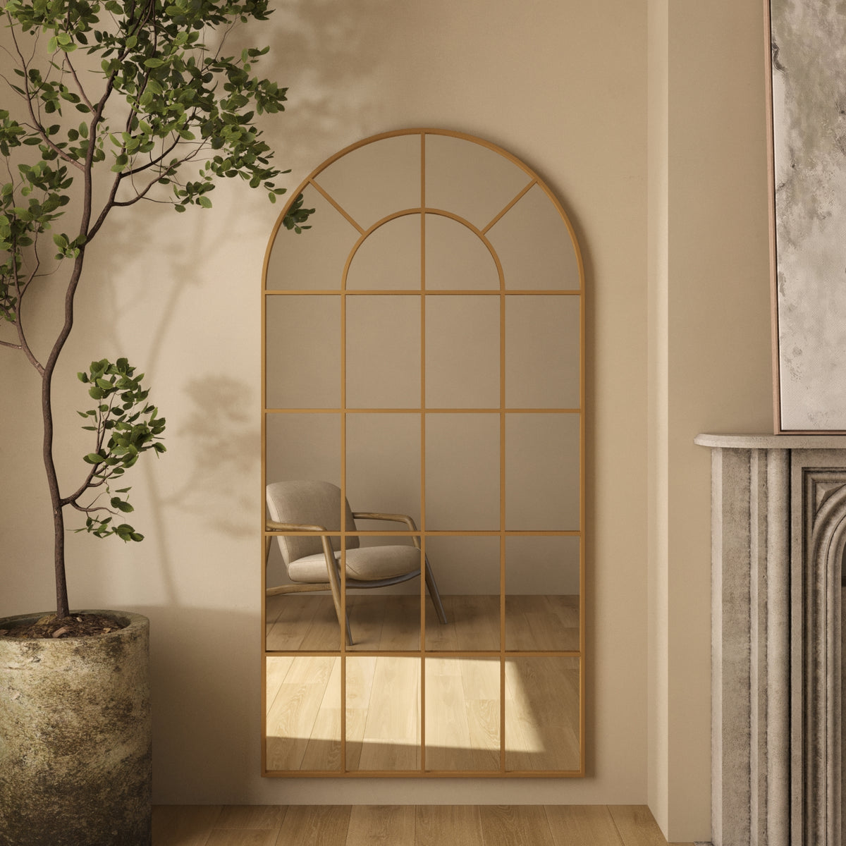 Astrid Gold Window Arch Full Length Mirror (200X100 CM) - Homekode