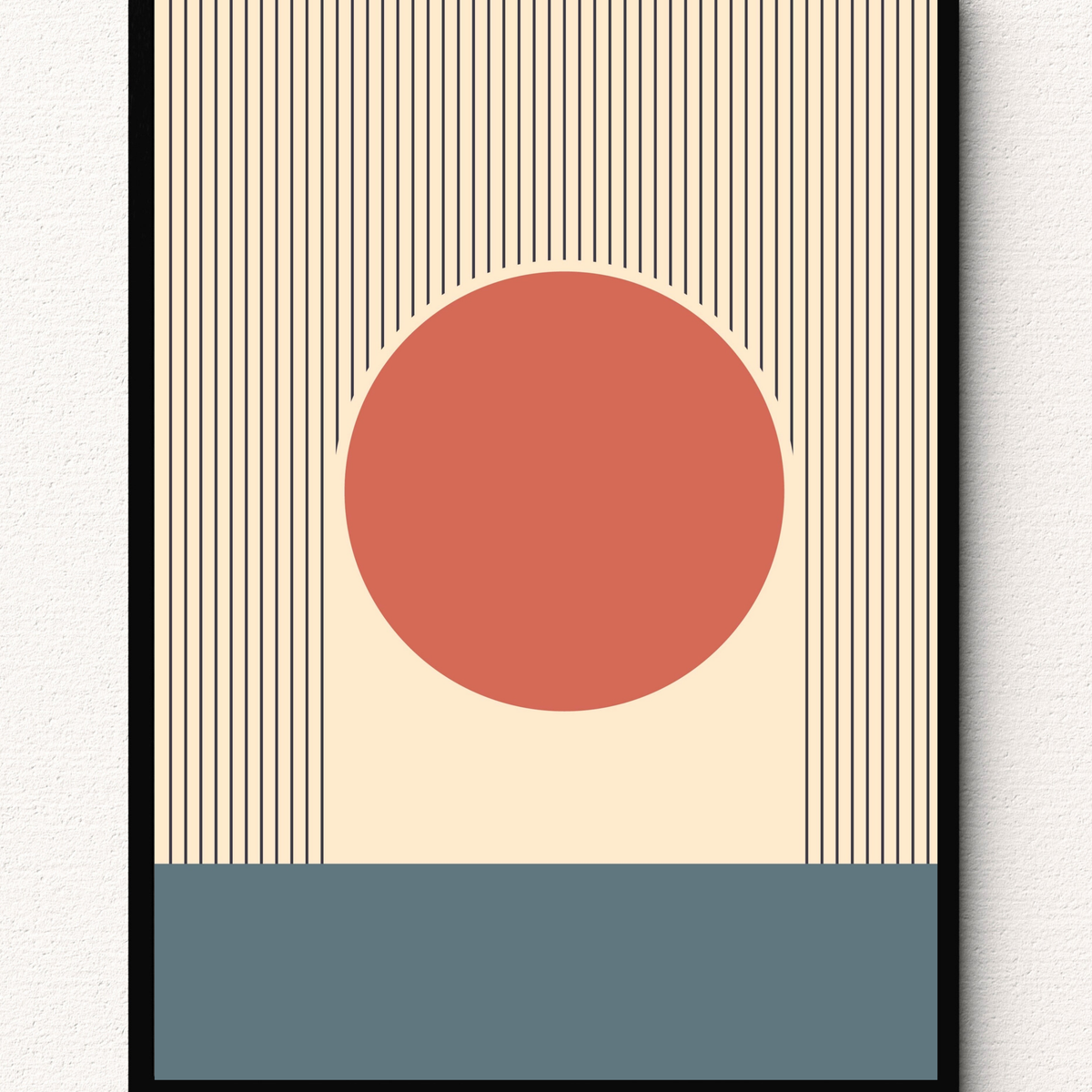Linear Dawn Abstract Wall Art with Vertical Lines and Circular Focus ...