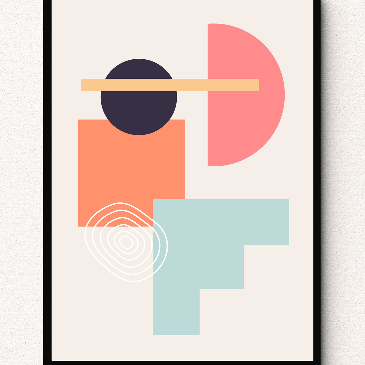 Peach and Pebble Wall Art Modern Abstract Geometric Canvas Print – Homekode