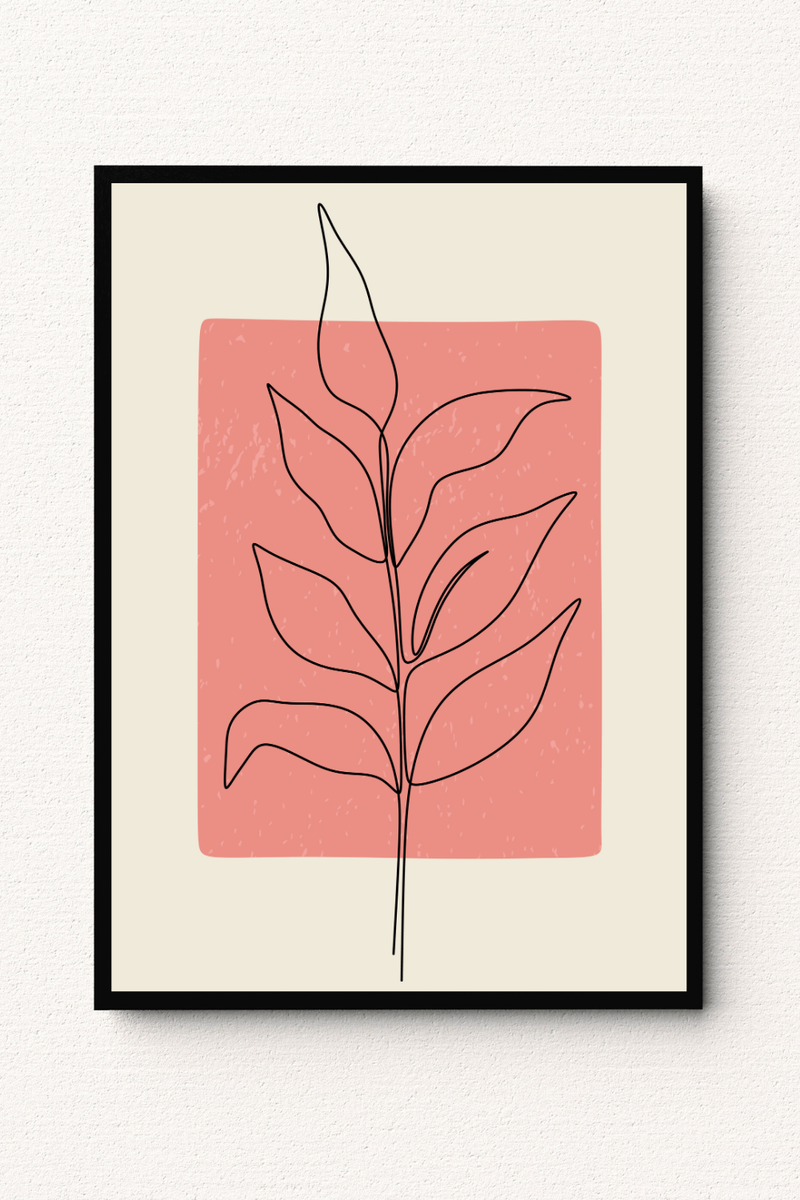 Coral Stem Silhouette Wall Art | Minimal Botanical Decor – Homekode