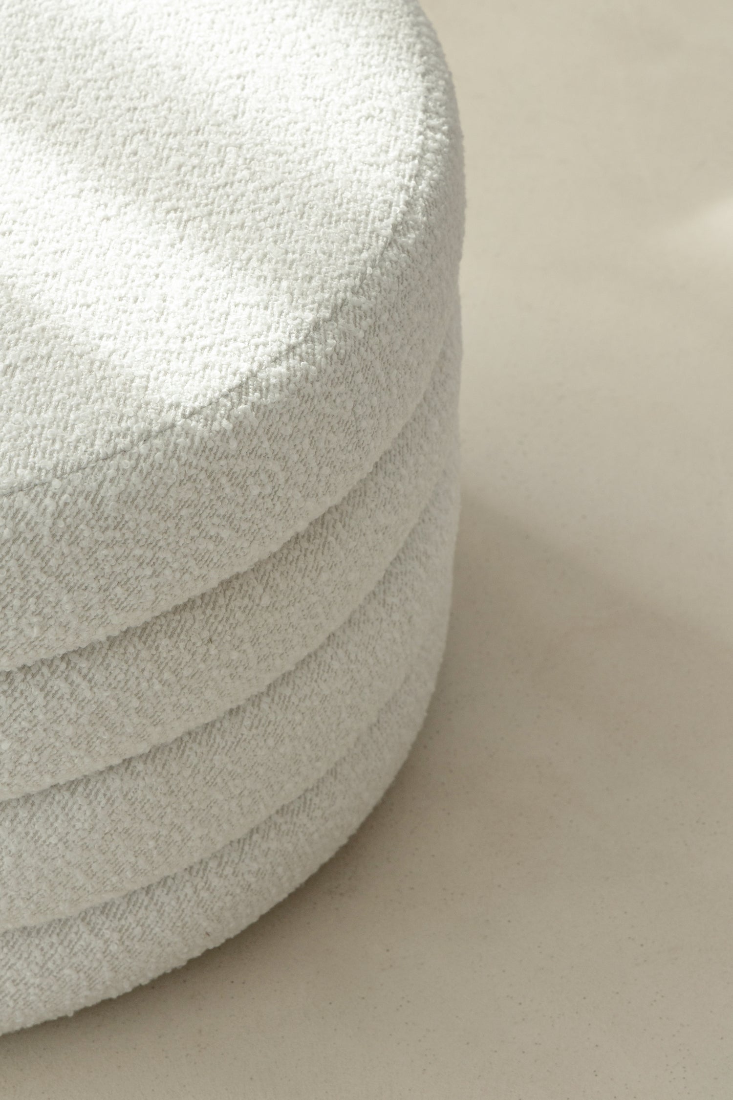Sevil Layered Boucle Pouf — Contemporary Plush Accent for Modern ...