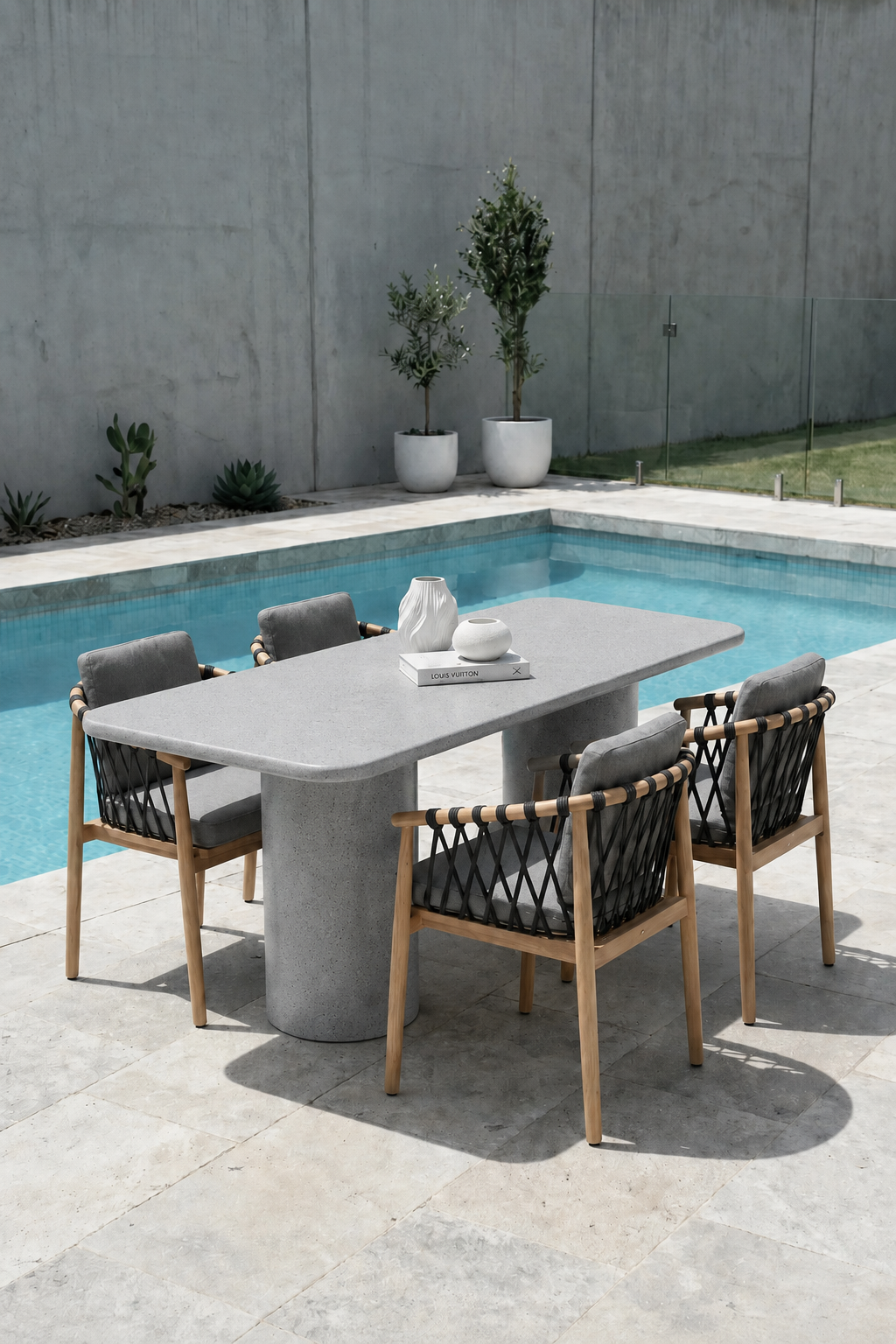 Alara Outdoor Dining Table with Ash Grey Speckled Finish – Homekode