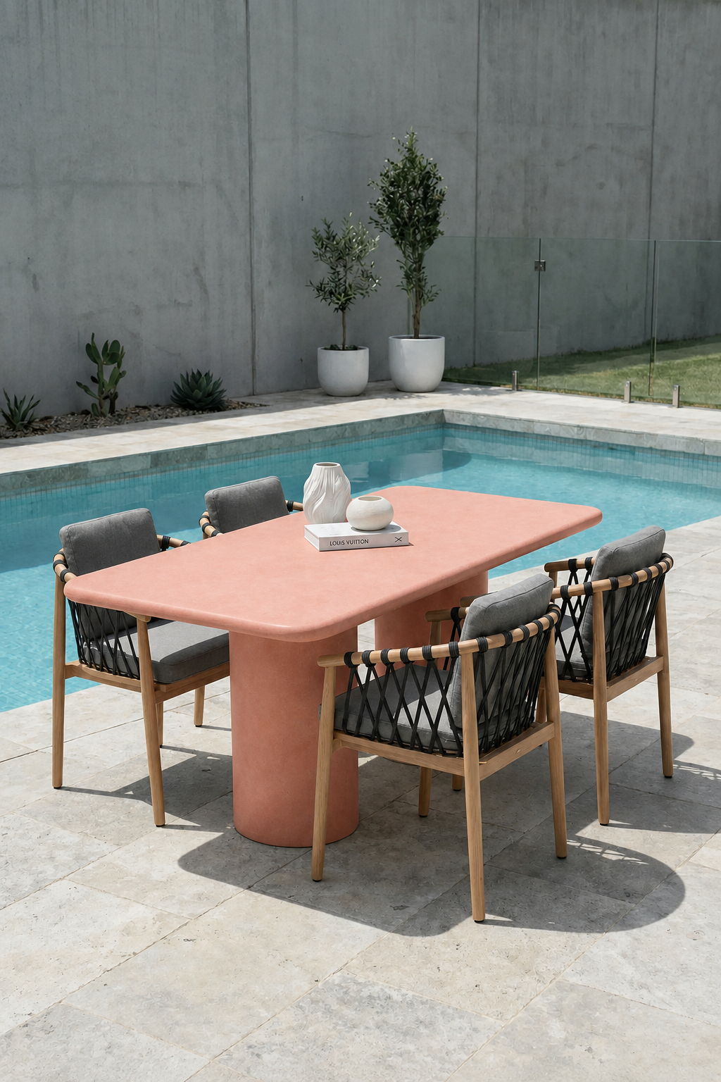 Alara Microconcrete Dining Table in Soft Ivory Cream Finish – Homekode
