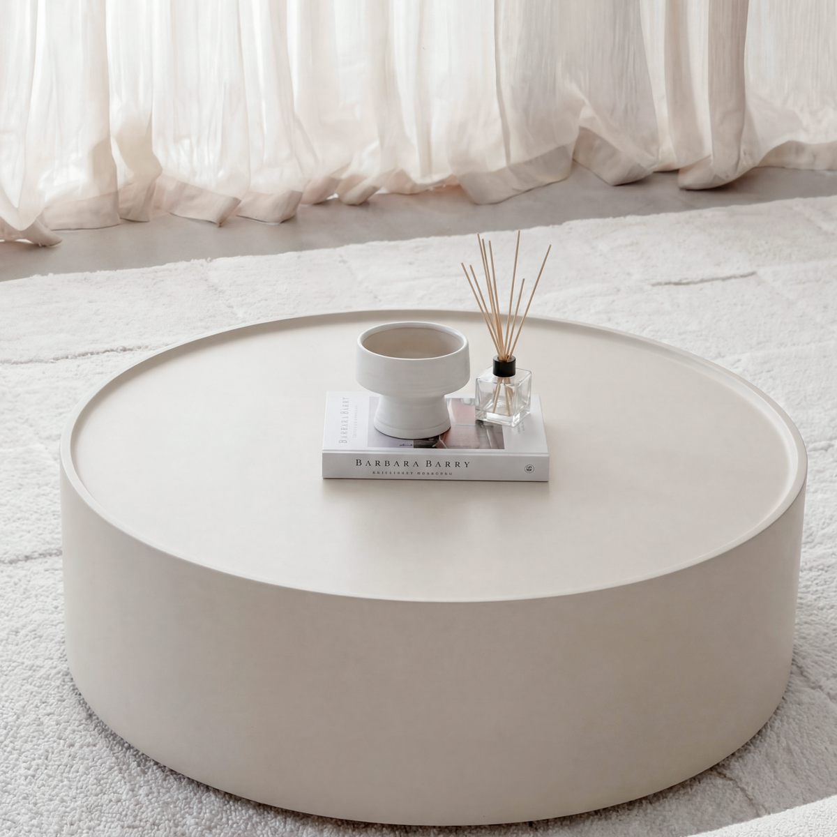 Alto Off White Concrete Coffee Table – Minimal Sculptural Stone Accent ...