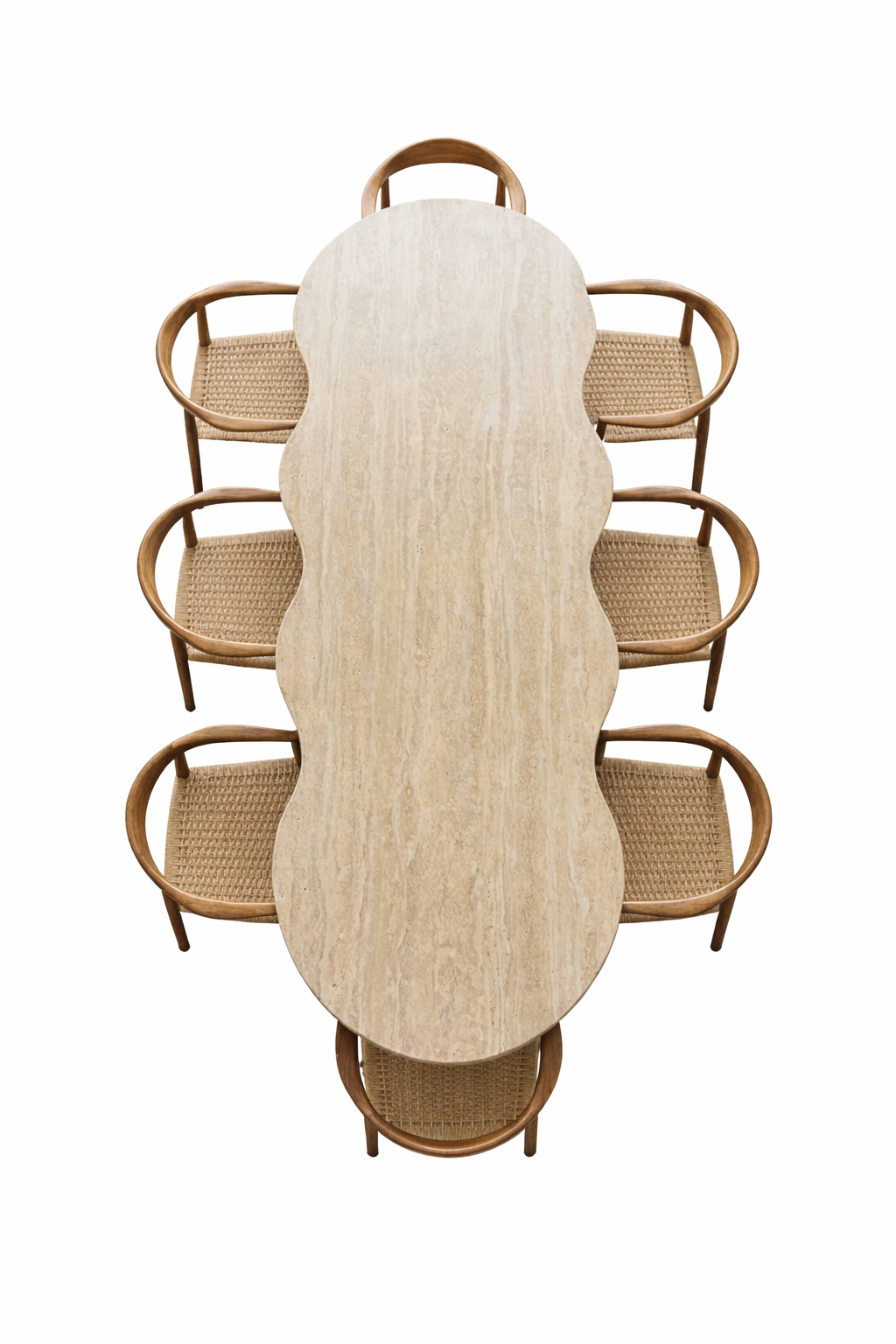 Amalfi Irregular Top Travertine Dining Table for Modern Mediterranean ...