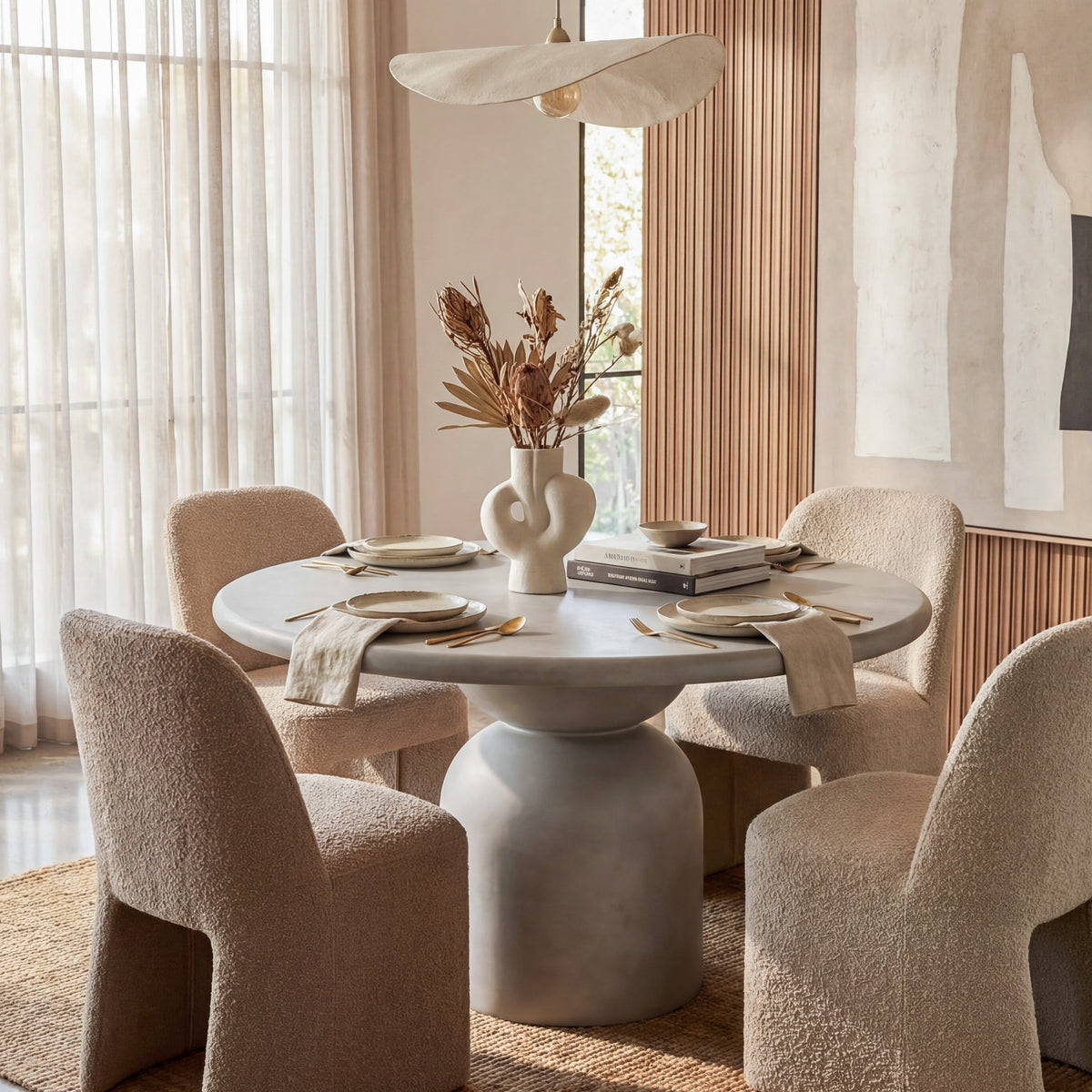 Arcadia Ash Grey Concrete Dining Table Sculptural Modern Design Styles ...