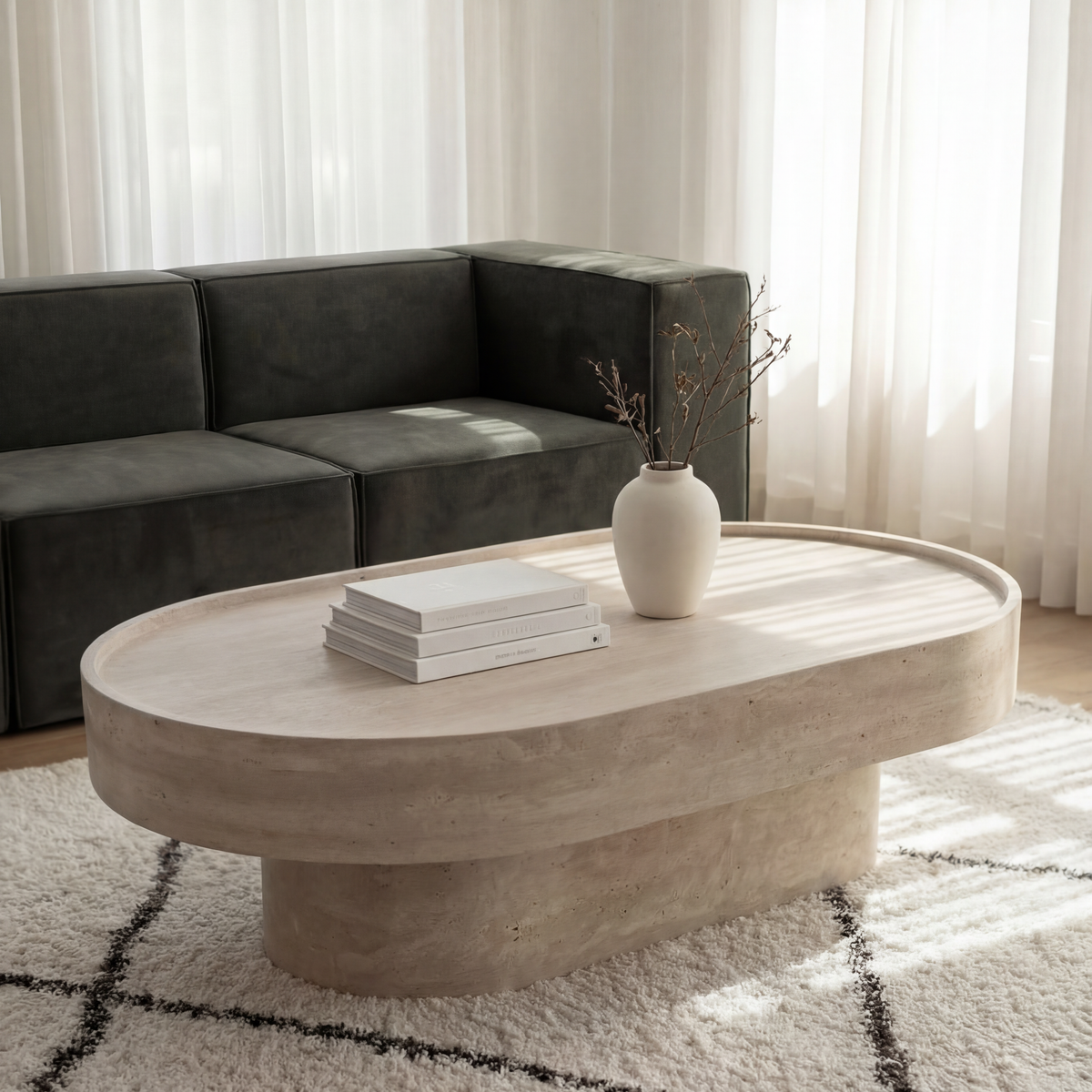 Arizona Travertine Oval Coffee Table Natural Stone Design – Homekode