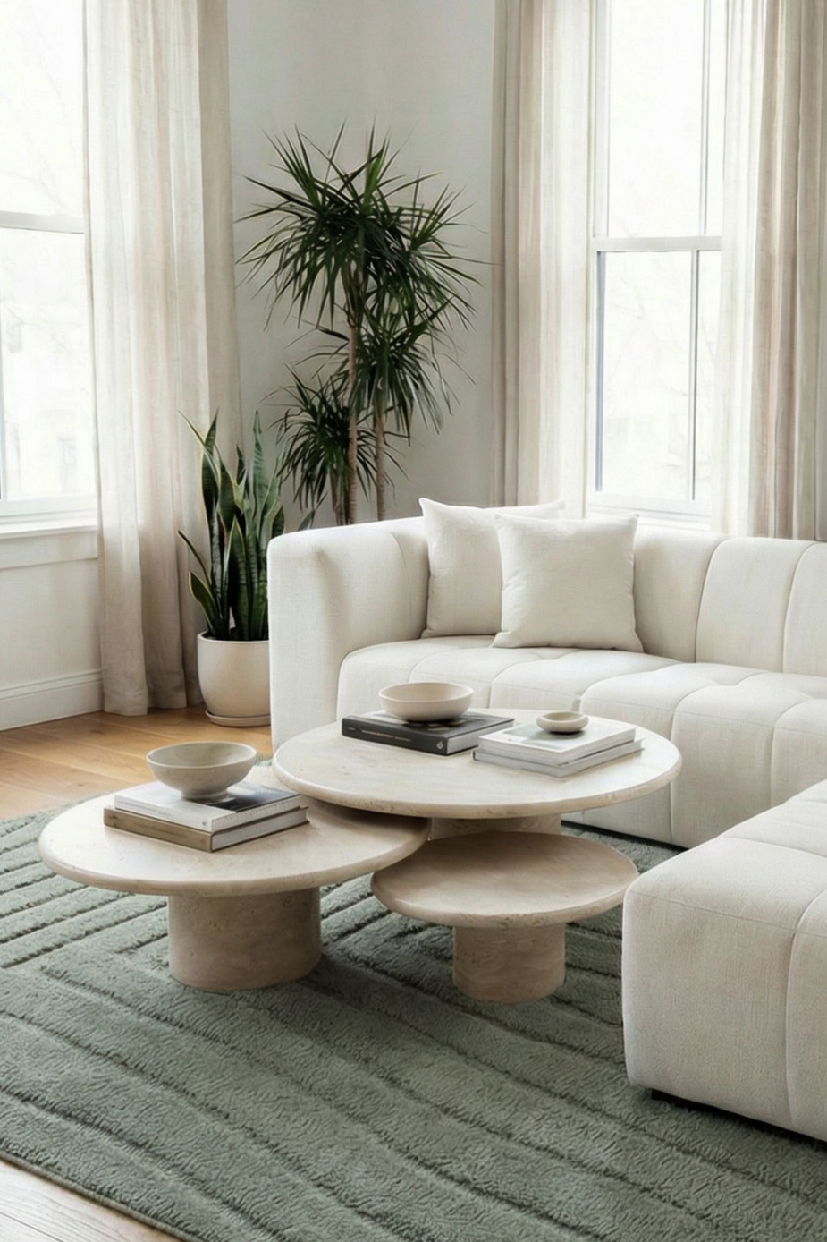 Ava Travertine Round Top Coffee Tables for Modern Living Homes – Homekode