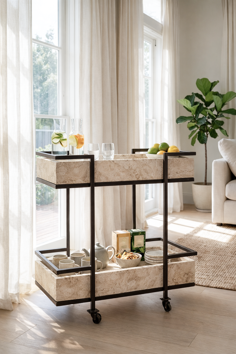 Style Your Space with the Bellona Travertine Trolley – Homekode