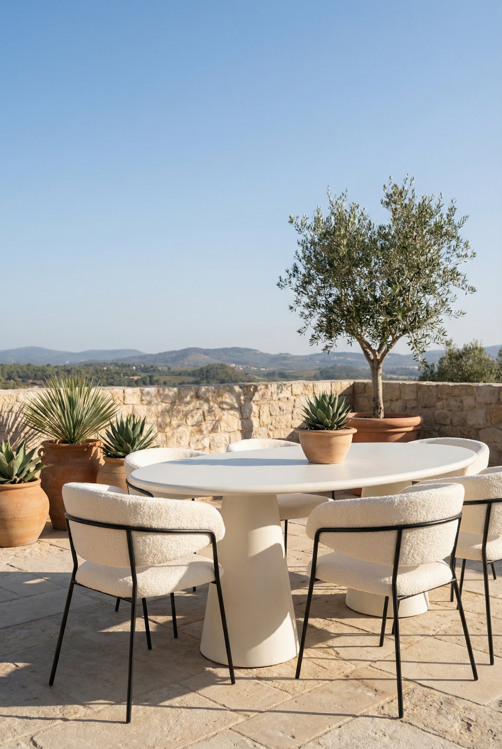 Belova Off White Micro Concrete Outdoor Dining Table – Modern ...