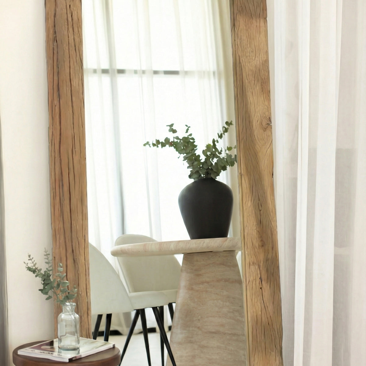 Girelle Railway Wood Frame Mirror with Reclaimed Timber Design – Homekode