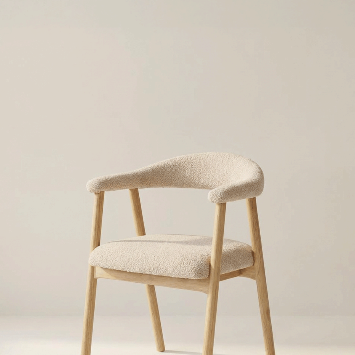 Billow Rubber Wood Dining Chair with Teddy Fabric, Curved Back Support ...