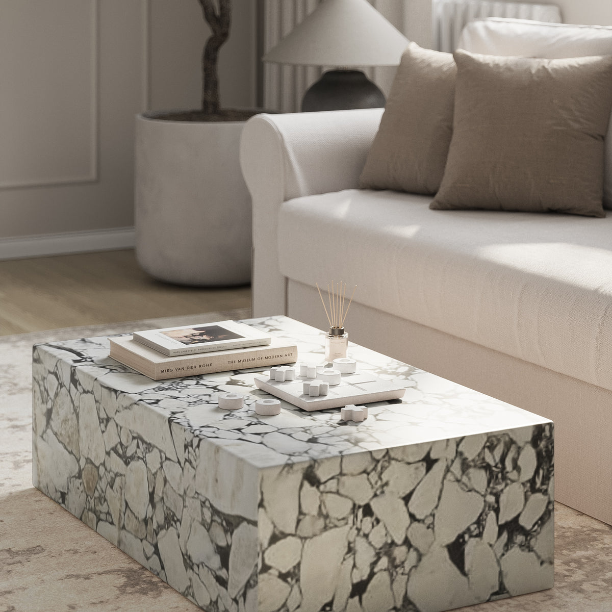 Add Artistic Elegance with a Calacatta Viola Cube Coffee Table – Homekode