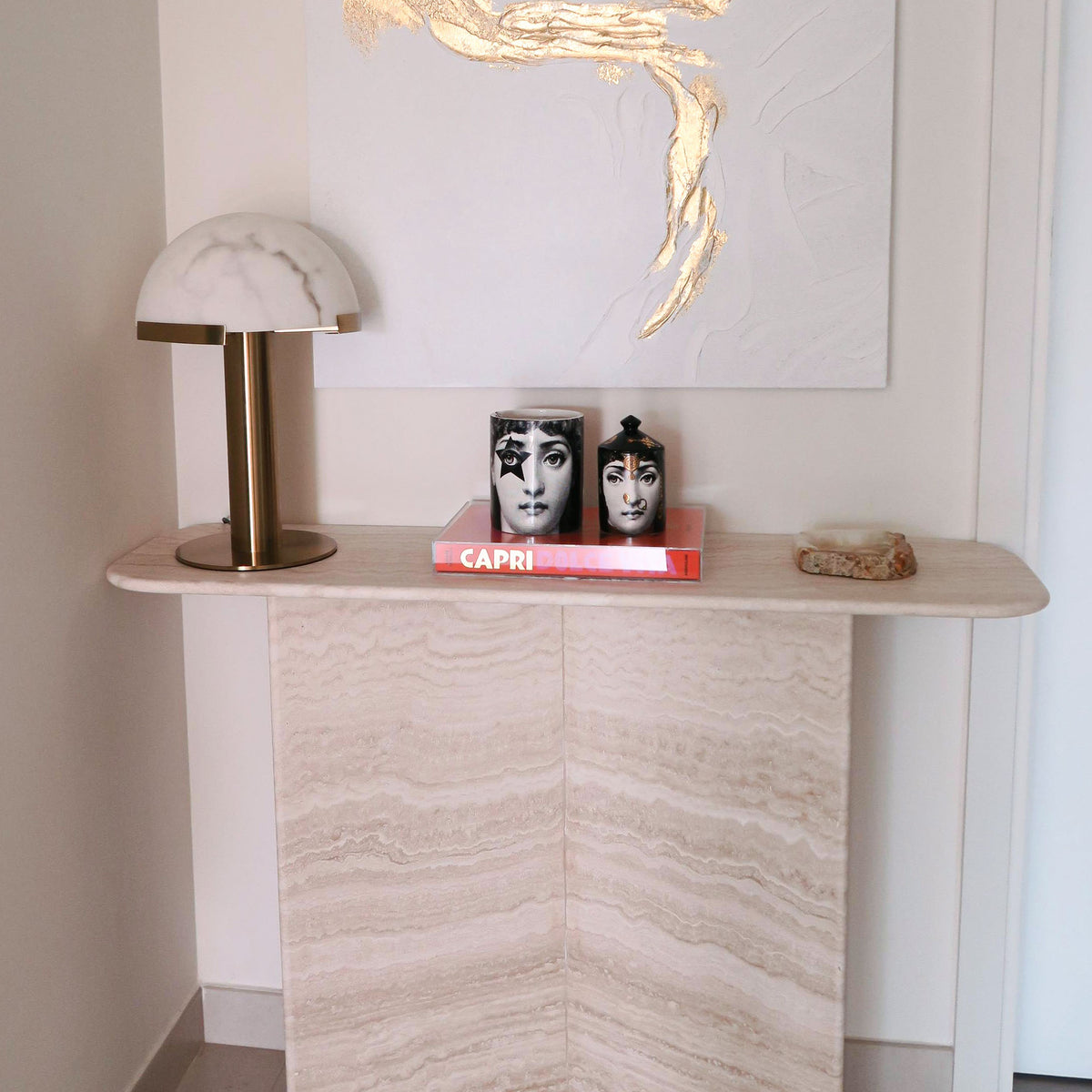 Monaco White Travertine Console Table – Luxury Modern Stone Furniture ...