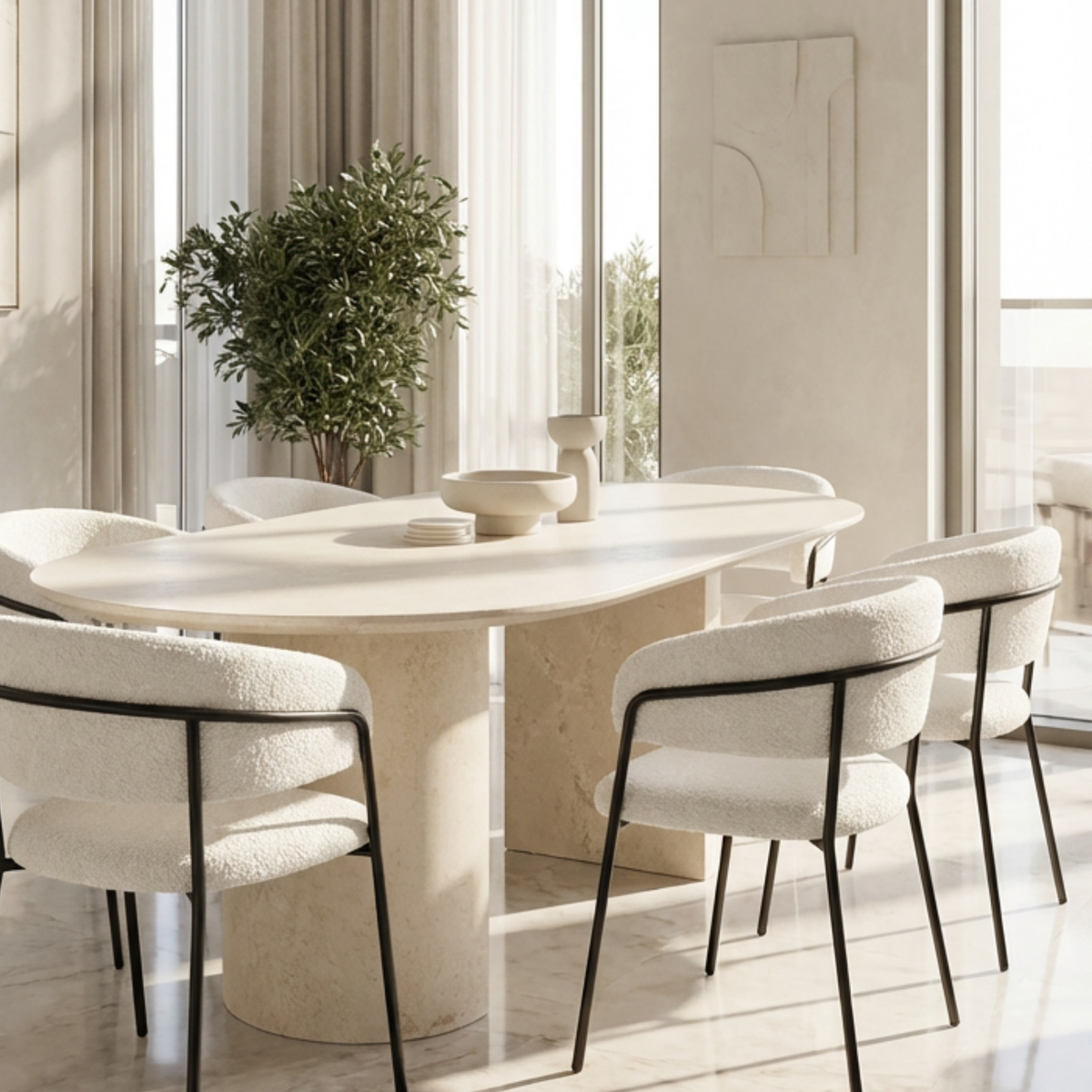 Elevate Your Dining Room with the Dakota Oryx Beige Stone Dining Table ...