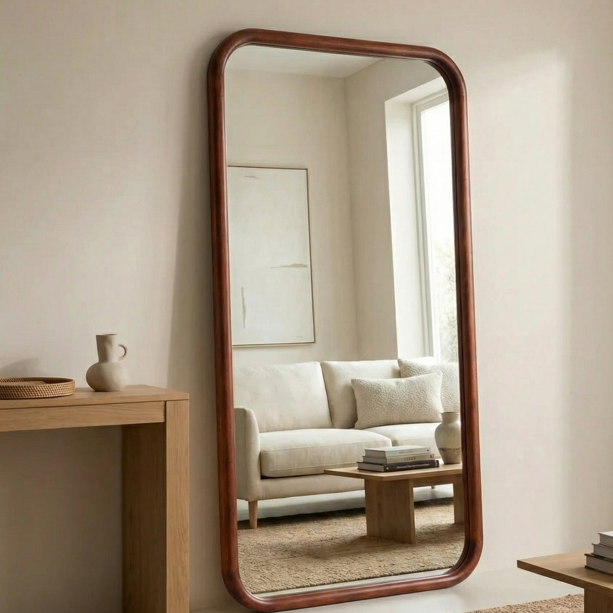 Enhance Your Interior with a Warm Wood Rectangular Mirror – Homekode