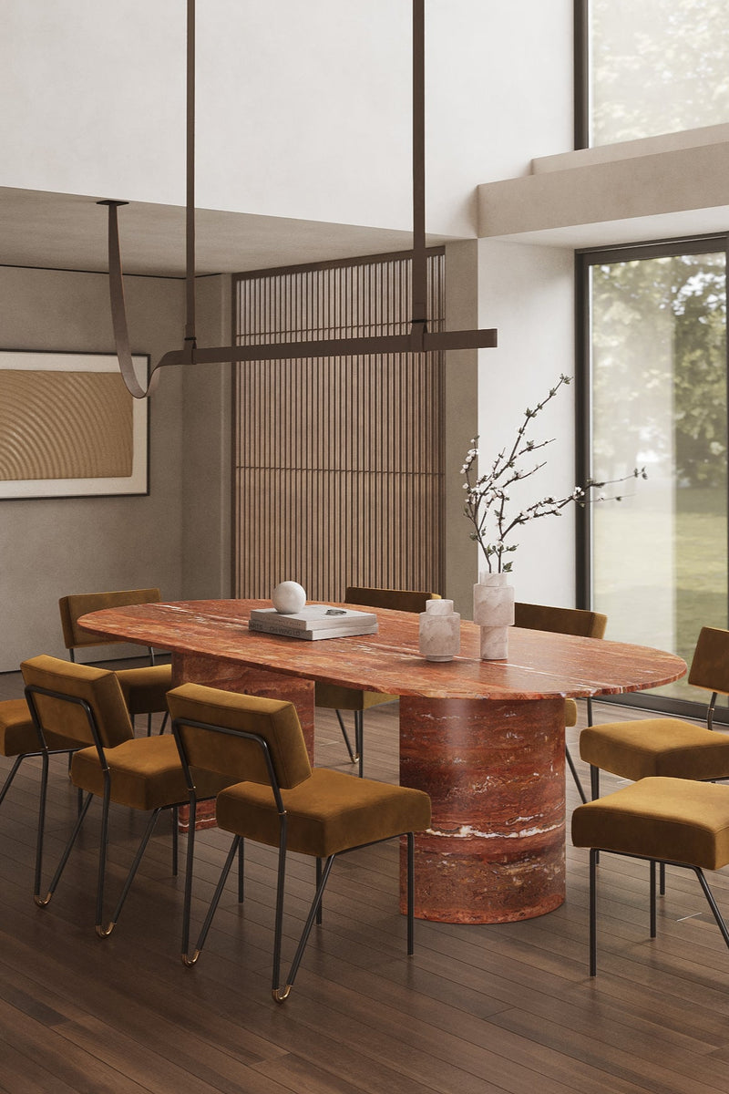 Transform Your Dining Room with the Dakota Red Travertine Dining Table ...