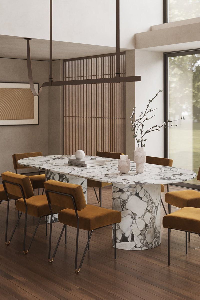 Elevate Your Dining Space with the Dakota Viola Calacatta Marble Dining ...