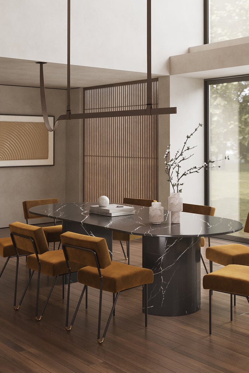Transform Your Dining Room with the Dakota Black Marquina Stone Table ...