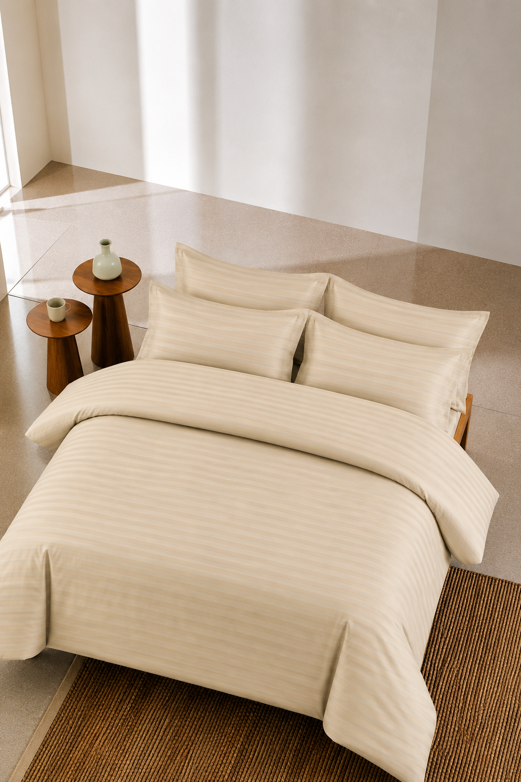 Elvarno Beige Bed Sheet Duvet Cover and Pillow Cases Set – Homekode