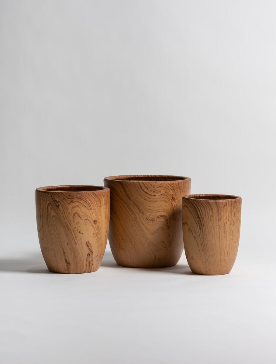 Rustic Wood Ceramic Pot — Stylish Accent for Homes & Office Interiors ...