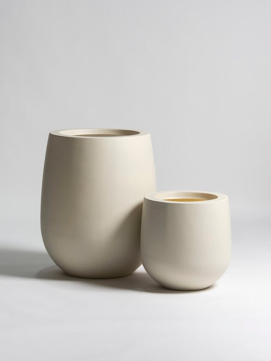 Velum Beige Fiber Glass Pot — Contemporary Decorative Accent for ...