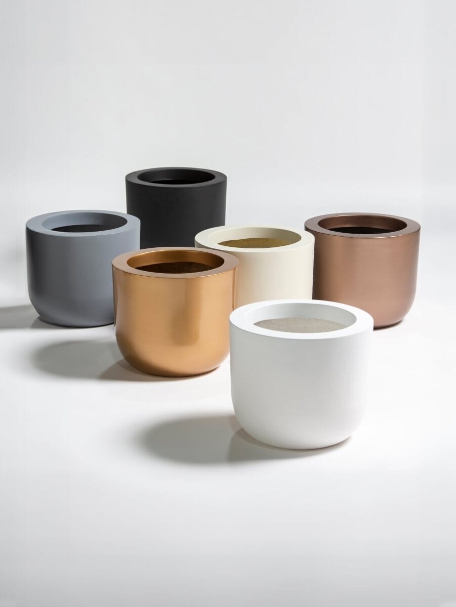 Urban Round Fiber Glass Pot — Contemporary Decorative Accent for ...
