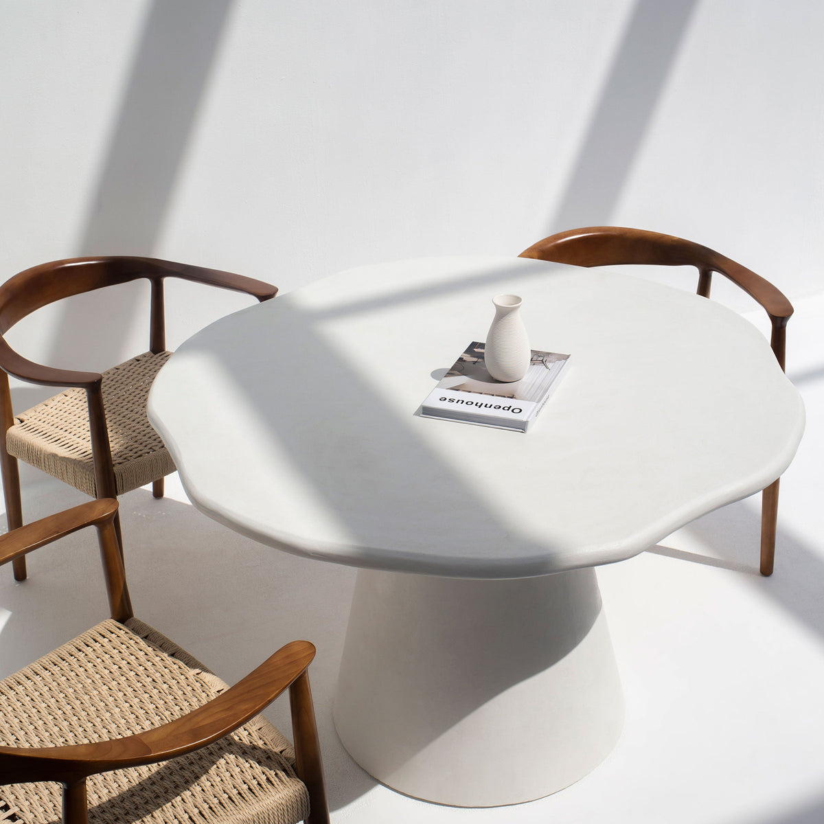 Bettina Off White Microconcrete Irregular Dining Table Sculptural ...