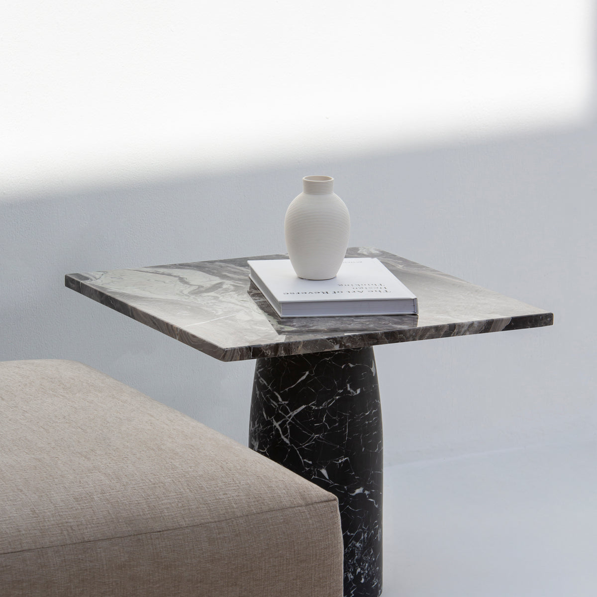 Chevy Breccia Grey Marble Side Table with Black Marquina Base – Homekode