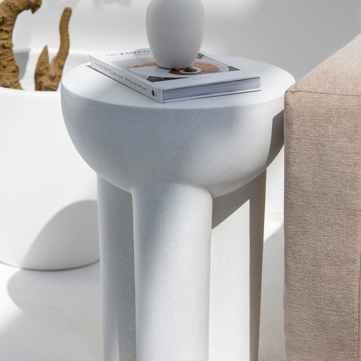Sila White Concrete Side Table – Minimal Sculptural Accent for Homes ...