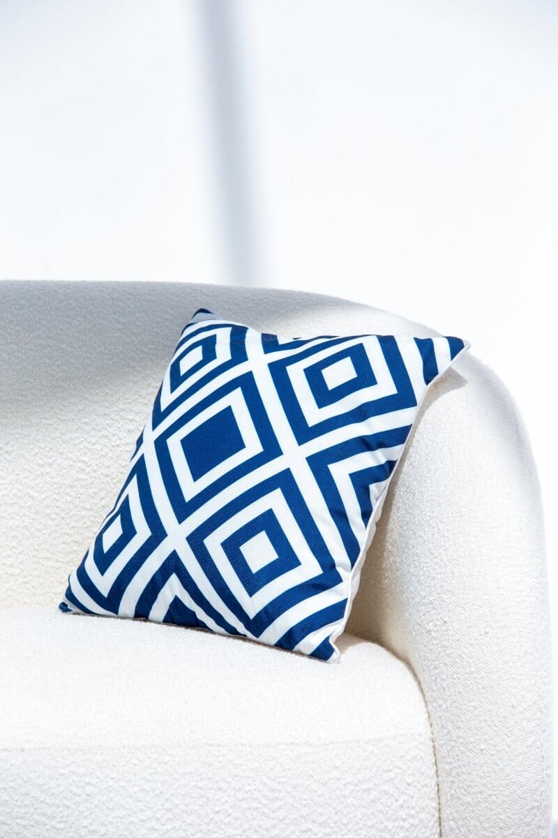 Lozenge Blue & White Cushion Cover — Contemporary Accent for Interiors ...