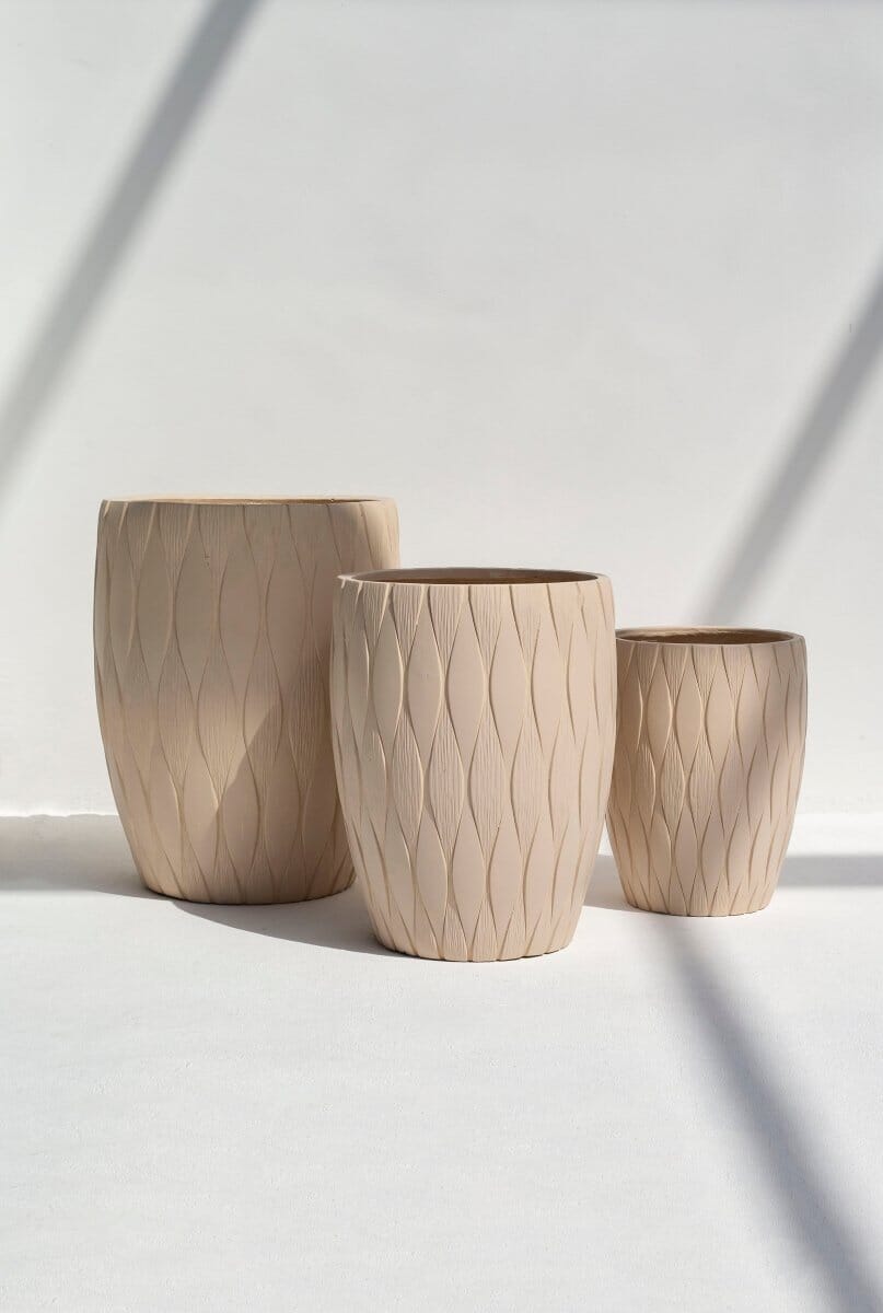 Beige Wave Crest Pot (3 Sizes) - Homekode