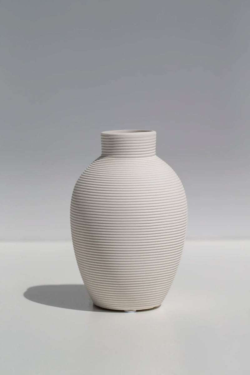 Mini Oval Ceramic Ripple Vase – Subtle rippled texture with oval shape ...