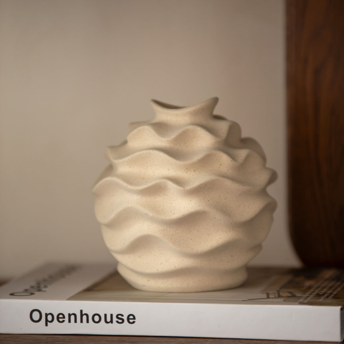 Velora Crest Ceramic Vase with Wavy Texture for Modern Decor Art Style ...
