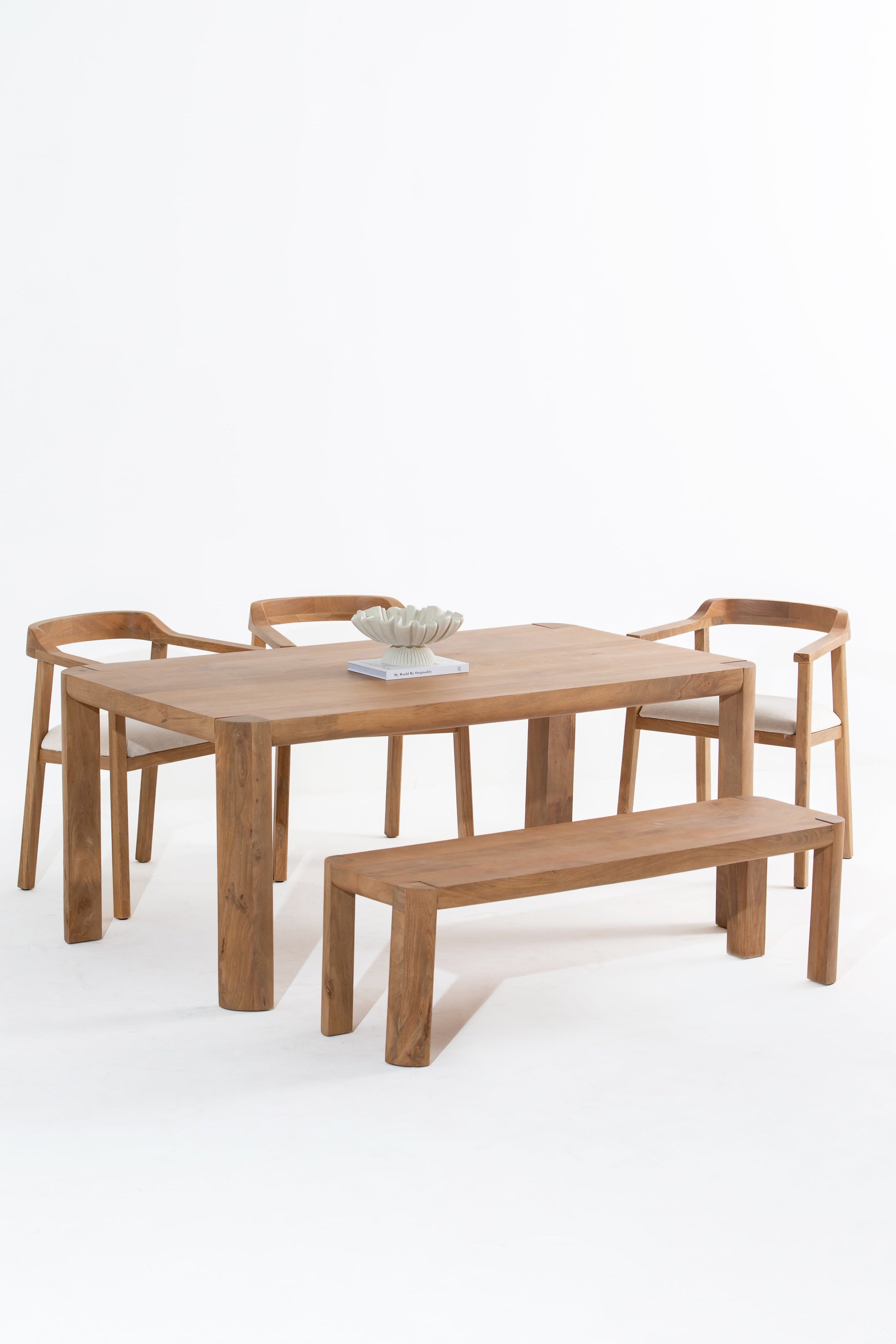 Mavina Solid Wooden Dining Table – Modern Rectangular Minimalist Style ...