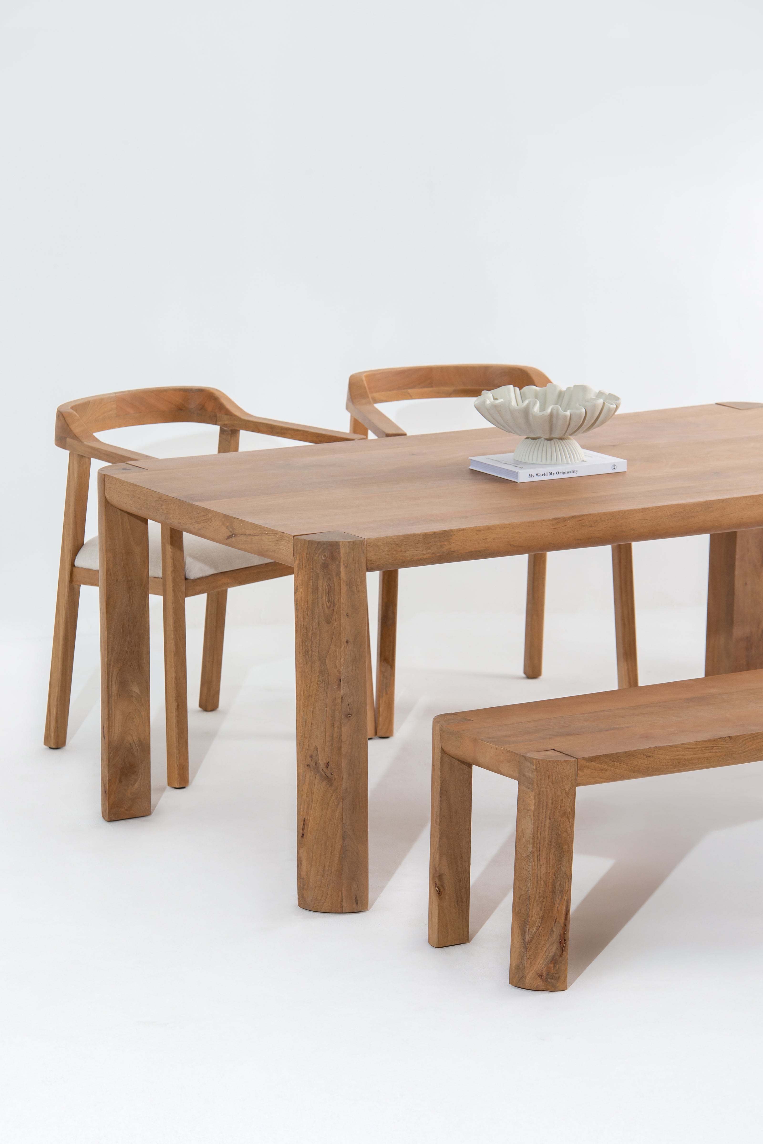 Mavina Solid Wooden Dining Table – Modern Rectangular Minimalist Style ...