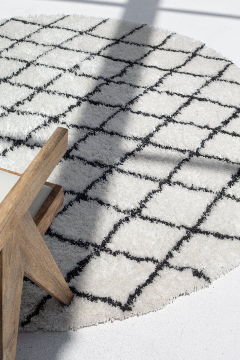 Monochrome Lattice - Fluffy Shaggy Rug (2 Sizes) - Homekode
