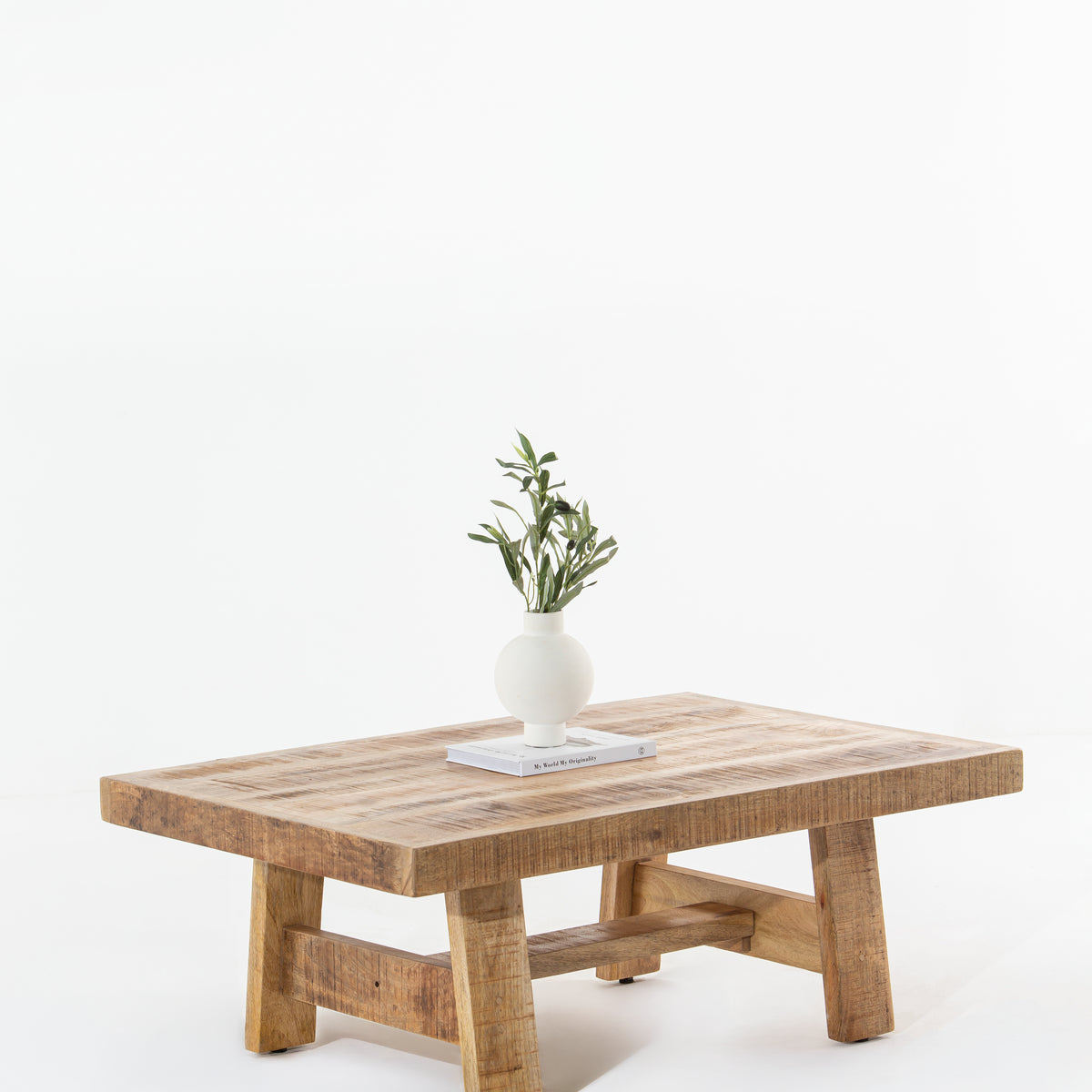 Junia Solid Wooden Coffee Table – Minimalist Modern Rectangular Form ...