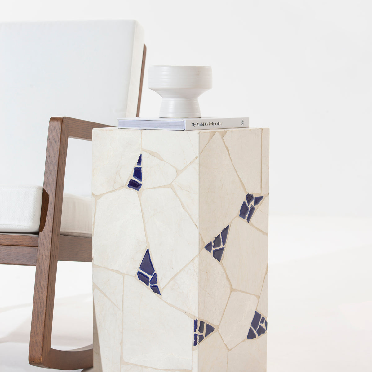 Irregular Tilework Marble Mosaic Plinth - Modern Blue Display – Homekode