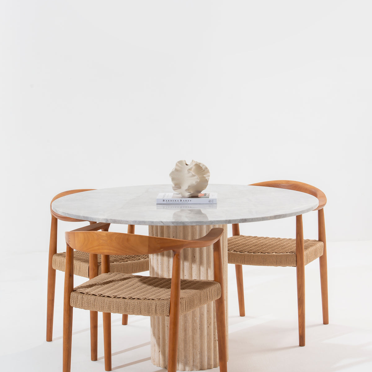 Claire Fior De Pasco Dining Table With Beige Travertine Base Sculpted ...