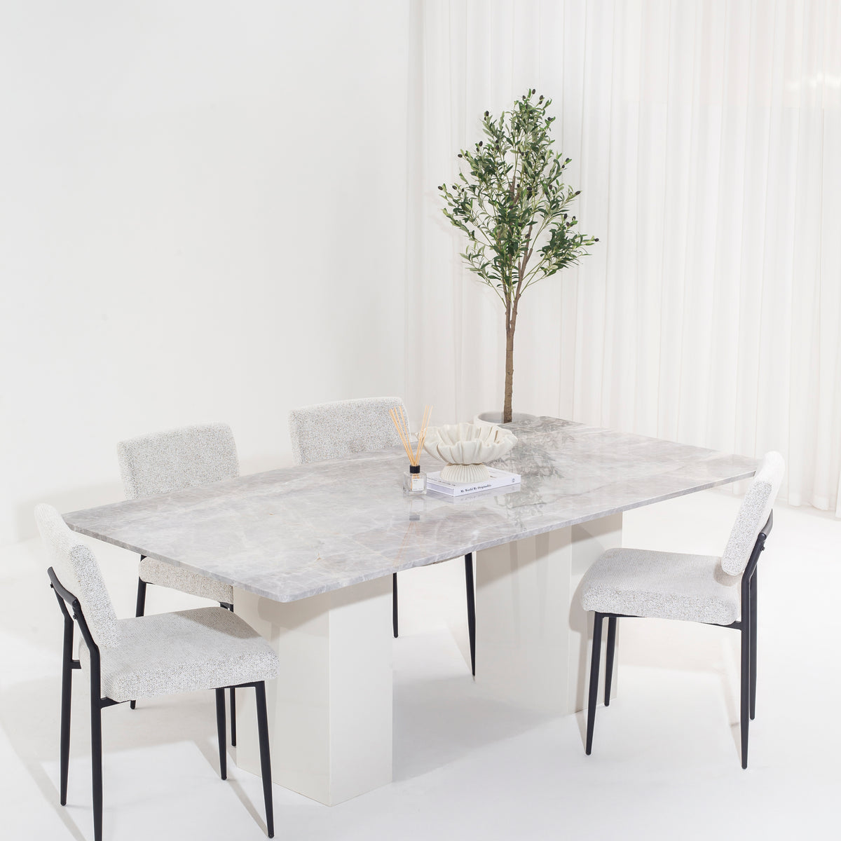Avencia Fior De Pasco Dining Table With White Base Modern Style – Homekode