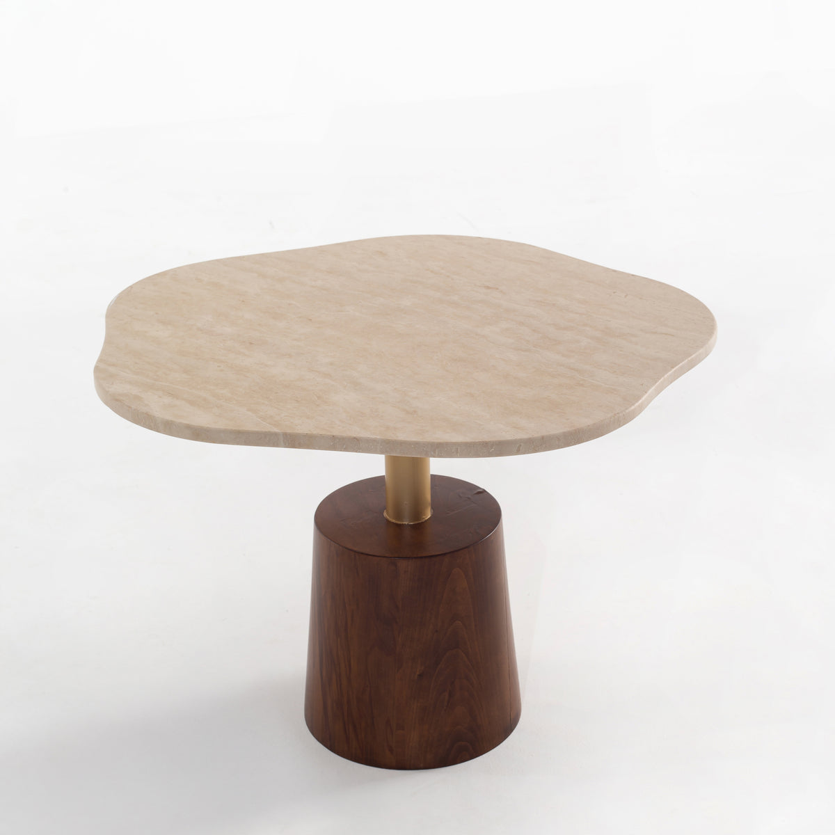 Raisa Irregular Travertine Side Table with Wooden Base Design – Homekode