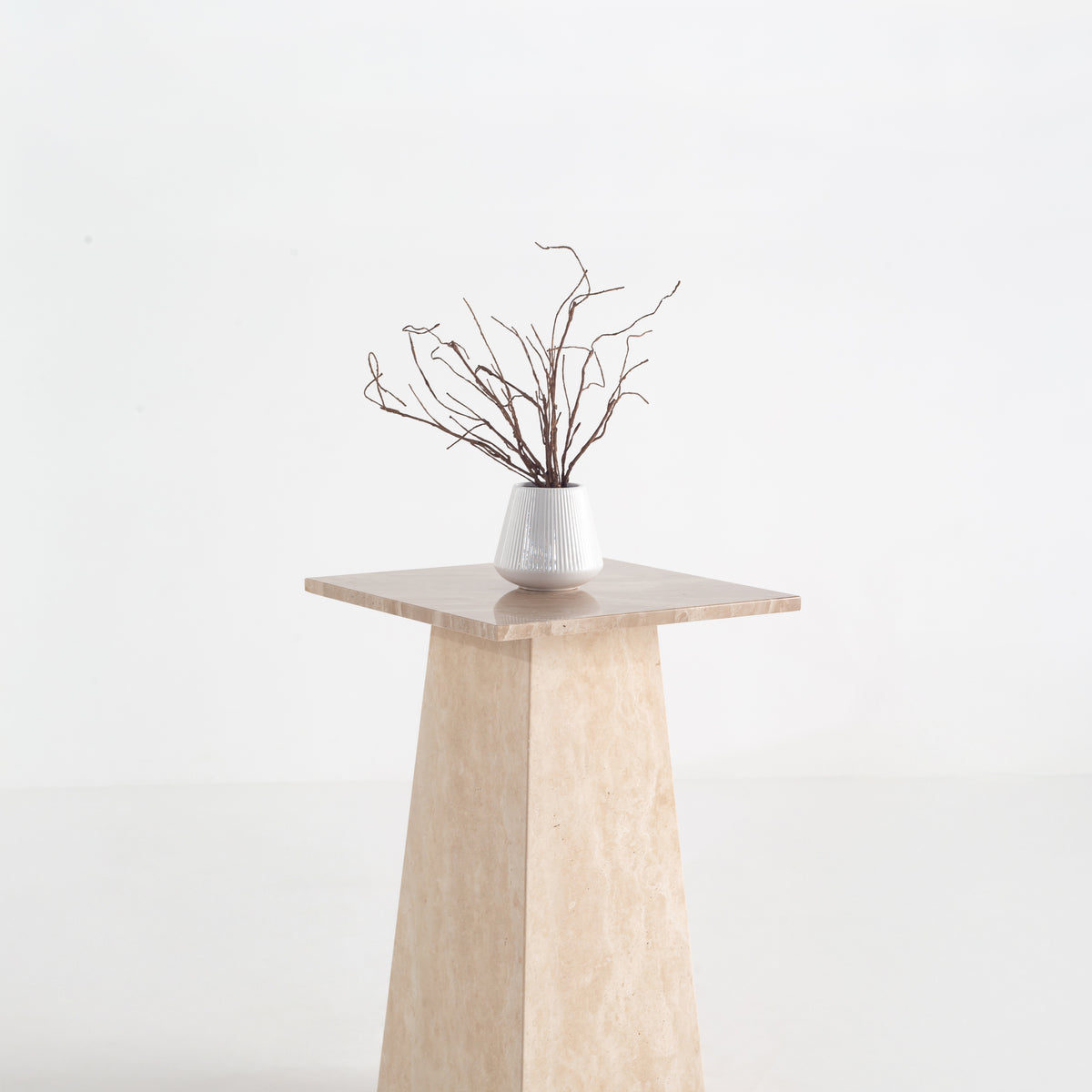 Elden Light Emprador Marble Side Table Sculptural Pedestal Accent Form ...